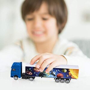 ArtCreativity Space Tractor Trailer for Kids, 7.5 Inch Truck for Boys and Girls with Space-Themed Images, Cool Galaxy and Astronaut Party Decorations, Best Birthday Gift for Children