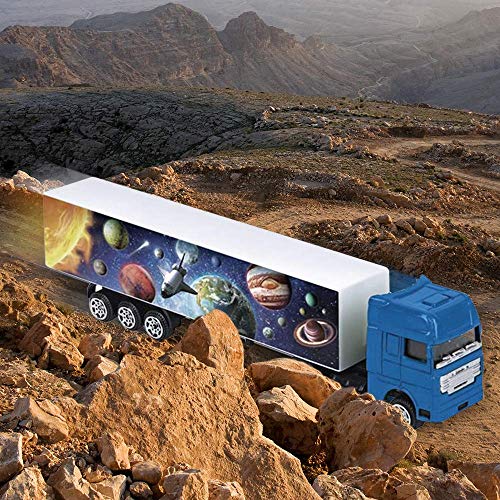 ArtCreativity Space Tractor Trailer for Kids, 7.5 Inch Truck for Boys and Girls with Space-Themed Images, Cool Galaxy and Astronaut Party Decorations, Best Birthday Gift for Children