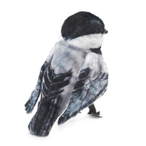 Folkmanis Mini Chickadee Finger Puppet, White; Black;gray