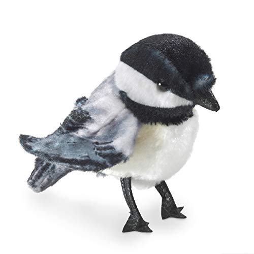 Folkmanis Mini Chickadee Finger Puppet, White; Black;gray