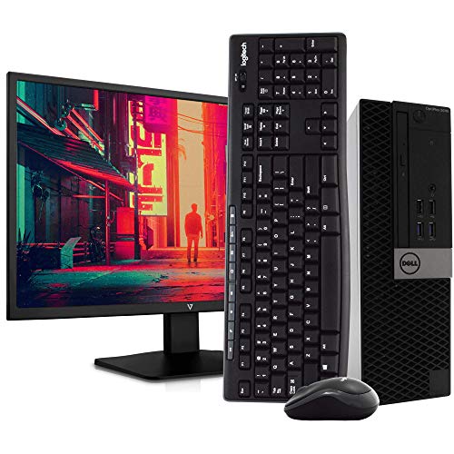 Dell 5040 Small Form PC Desktop Computer - Intel i5-6500, 16GB RAM, 2TB HDD, Windows 10 Pro, 23.6 FHD V7 LED Monitor, New 16GB Flash Drive, Wireless Keyboard & Mouse, DVD, HDMI, WiFi (Renewed)