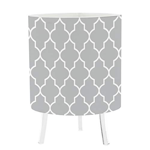 5x7 Inch LED Desk Lamp - Quatrefoil Grey Custom Canvas Printed Table Light 16 Colors - 5 Level Dimmer - 4 Lighting Effects - Rechargeable Light - Remote Control. by LampPix Made in The USA.