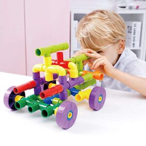 Joqutoys STEM Building Blocks Toy, 72 Pieces Creative Pipe Tube Sensory Toys, Construction Set Build Bicycle, Tank, Scootie, Motor Skills Endless Design Educational Learning Toys for Kids Aged 3+