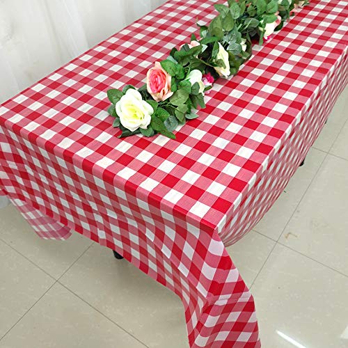 BRICHBROW Pcs of 2 Red & White Premium Plastic Checkered Flag Tablecloths Picnic Table Covers, Tablecovers Party Favor (2, RED & White)