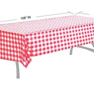 BRICHBROW Pcs of 2 Red & White Premium Plastic Checkered Flag Tablecloths Picnic Table Covers, Tablecovers Party Favor (2, RED & White)