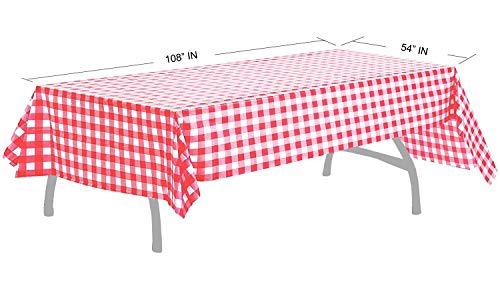 BRICHBROW Pcs of 2 Red & White Premium Plastic Checkered Flag Tablecloths Picnic Table Covers, Tablecovers Party Favor (2, RED & White)