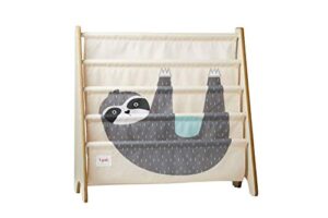 3 sprouts book rack – kids storage shelf organizer baby room bookcase furniture, sloth