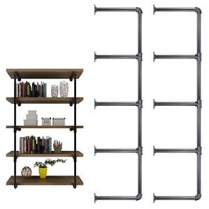 niubid 3/4 inches malleable cast iron pipe 2 pcs 5 tier. vintage industrial wall mount bookshelf shelving unit, diy open bookshelf, shelf shelves, home improvement kitchen shelves.