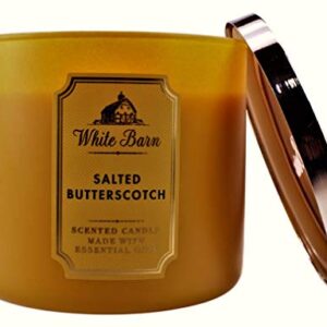 Bath and Body Works White Barn Salted Butterscotch 3 Wick Candle 14.5 Ounce Basic White Barn Label