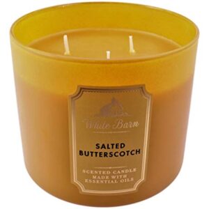 Bath and Body Works White Barn Salted Butterscotch 3 Wick Candle 14.5 Ounce Basic White Barn Label