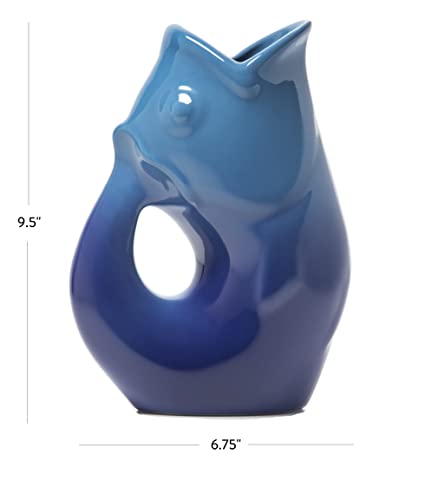 Gurgle Pot Fish Pitcher - Ombre Dark Gradient Blue