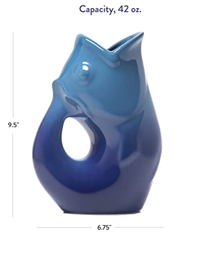 Gurgle Pot Fish Pitcher - Ombre Dark Gradient Blue