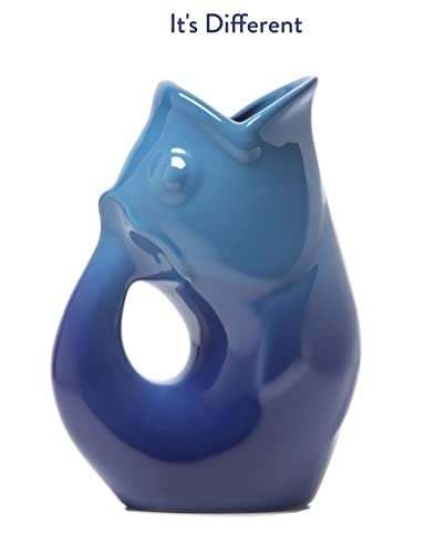 Gurgle Pot Fish Pitcher - Ombre Dark Gradient Blue