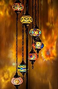 WISHICIOUS – Handmade Turkish Lamp Moroccan Mosaic Floor Lamp, Multicolored 7 Globes Floor Lamp, Turkish lamp