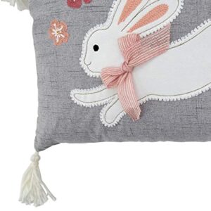 SARO LIFESTYLE Burgess Collection Bunny Design Pillow Cover, 13" x 20", Grey