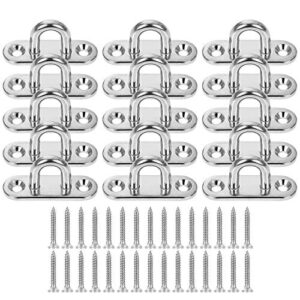 15 pack 1.8 inch stainless steel ceiling hook pad eye plate m5 oblong pad eye marine hardware staple hook loop wall mount hanger hook with 30 pcs screws