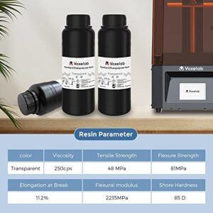 VOXELAB 3D Printer Resin, Rapid Resin LCD UV-Curing Resin 405nm Standard Photopolymer Resin for LCD 3D Printing, High Precision & Quick Curing & Excellent Fluidity - 500g (Transparent)