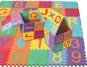 kangler kids foam puzzle play mat (36-piece set) 5.9inch x 5.9inch interlocking eva floor tiles with alphabet and numbers