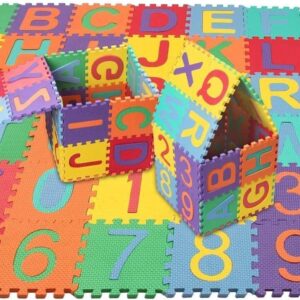 Kangler Kids Foam Puzzle Play Mat (36-Piece Set) 5.9inch x 5.9inch Interlocking EVA Floor Tiles with Alphabet and Numbers