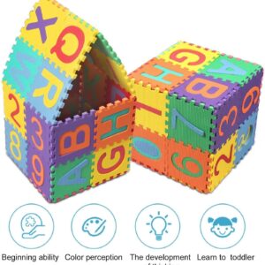 Kangler Kids Foam Puzzle Play Mat (36-Piece Set) 5.9inch x 5.9inch Interlocking EVA Floor Tiles with Alphabet and Numbers