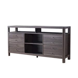 fc design 60" w sideboard buffet table with four drawers and four shelves in distressed grey finish