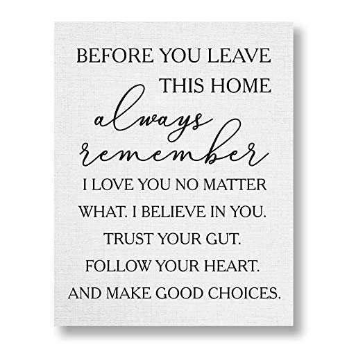 ‘before you leave this home, always remember’ Grey Typographic Wall Art | 11x14 UNFRAMED Black and Grey Love Quote Print | Modern, Minimal Farmhouse Home Decor