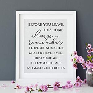 ‘before you leave this home, always remember’ Grey Typographic Wall Art | 11x14 UNFRAMED Black and Grey Love Quote Print | Modern, Minimal Farmhouse Home Decor