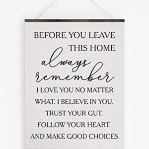 ‘before you leave this home, always remember’ Grey Typographic Wall Art | 11x14 UNFRAMED Black and Grey Love Quote Print | Modern, Minimal Farmhouse Home Decor