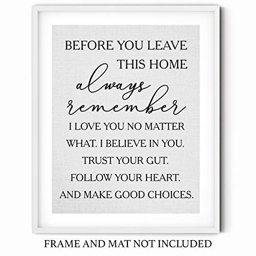 ‘before you leave this home, always remember’ Grey Typographic Wall Art | 11x14 UNFRAMED Black and Grey Love Quote Print | Modern, Minimal Farmhouse Home Decor