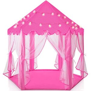 Play22 Princess Tent for Girls - Large Playhouse Kids Castle Play Tent with Star Lights & Carry Bag - Indoor and Outdoor Pink Toy for Children 55" X 53"