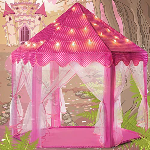 Play22 Princess Tent for Girls - Large Playhouse Kids Castle Play Tent with Star Lights & Carry Bag - Indoor and Outdoor Pink Toy for Children 55" X 53"