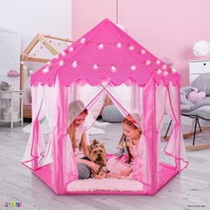 Play22 Princess Tent for Girls - Large Playhouse Kids Castle Play Tent with Star Lights & Carry Bag - Indoor and Outdoor Pink Toy for Children 55" X 53"