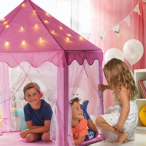 Play22 Princess Tent for Girls - Large Playhouse Kids Castle Play Tent with Star Lights & Carry Bag - Indoor and Outdoor Pink Toy for Children 55" X 53"