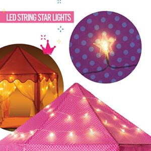 Play22 Princess Tent for Girls - Large Playhouse Kids Castle Play Tent with Star Lights & Carry Bag - Indoor and Outdoor Pink Toy for Children 55" X 53"