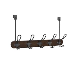 spectrum diversified millbrook over the door hat & coat 5 hanger rack for mudroom, closet & entryway storage hook, pegs for kitchen & bathroom, coffee/industrial gray