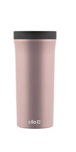 ello arabica stainless steel powder coat coffee tumbler with sliding leak proof lid, 14 oz, rosegold