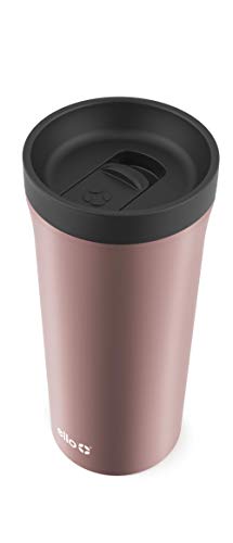 Ello Arabica Stainless Steel Powder Coat Coffee Tumbler with Sliding Leak Proof Lid, 14 oz, Rosegold