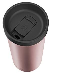 Ello Arabica Stainless Steel Powder Coat Coffee Tumbler with Sliding Leak Proof Lid, 14 oz, Rosegold