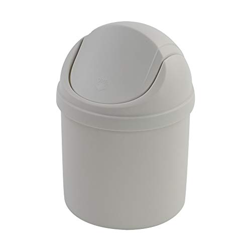 Zerdyne Plastic 0.7 Gallon Tiny Garbage Can, Mini Trash Can with Swing-Top Lid, White