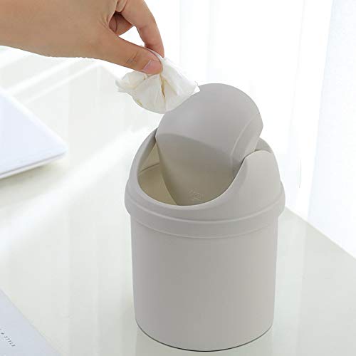 Zerdyne Plastic 0.7 Gallon Tiny Garbage Can, Mini Trash Can with Swing-Top Lid, White