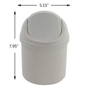 Zerdyne Plastic 0.7 Gallon Tiny Garbage Can, Mini Trash Can with Swing-Top Lid, White