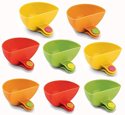 Gnimup Dip Clip Bowl Plate Holder,NCTP 8 Pack Dip Clips Assorted Plate Grab Clip-on Dip Holders Tomato Sauce Salt Vinegar Sugar Flavor Spices Dip Container Bowl