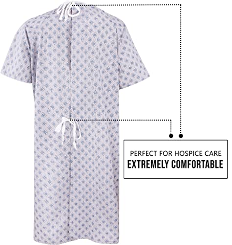 Utopia Care 4 Pack Cotton Blend Unisex Hospital Gown, Back Tie, 45" Long & 61" Wide, Patient Gowns Comfortably Fits Sizes up to 2XL