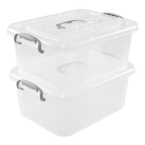 Ortodayes Clear Storage Boxes with Lids, 8 Liter Storage Bins Set of 2