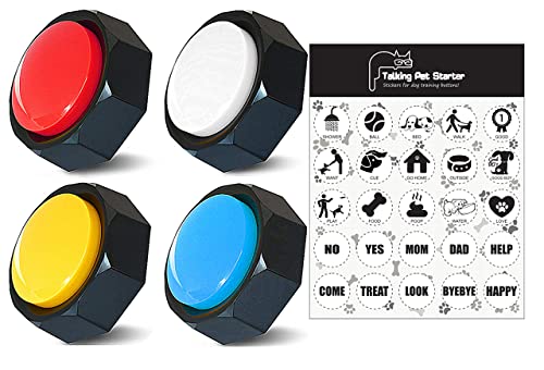 RIBOSY Set of 4, Dog Speech Training Buzzers, Recordable Buttons - Train Your Dog to Voice What They Need