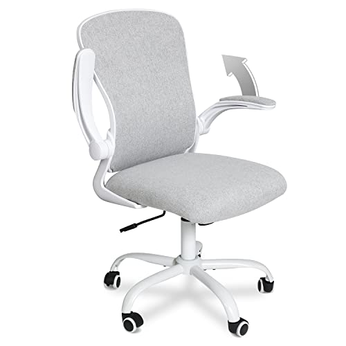 ELECWISH Ergonomic Home Office Chair Fabric Desk Chair with Adjustable Lumbar Support and Height, Mid Back Swivel Executive Chair with Flip up Armrests (Grey)