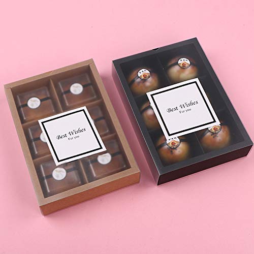 12 Packs Cupcake Boxes,Brown Kraft Treats Gift Boxes with Inserts and Display Windows,Cupcake Containers for Baking Pastries Goodies Biscuits(6 Lattices)