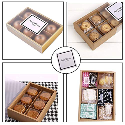 12 Packs Cupcake Boxes,Brown Kraft Treats Gift Boxes with Inserts and Display Windows,Cupcake Containers for Baking Pastries Goodies Biscuits(6 Lattices)