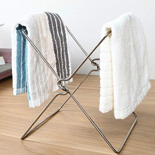 DONGKER Garbage Bag Holder, Trash Rack Hanger Stainless Steel Folding Trash Bag Holder for Cabinet Bathroom Trashcan