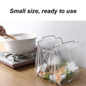 DONGKER Garbage Bag Holder, Trash Rack Hanger Stainless Steel Folding Trash Bag Holder for Cabinet Bathroom Trashcan